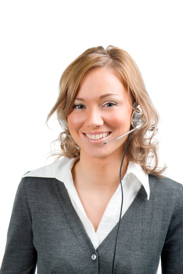 Girl operator .Isolated stock image. Image of friendly - 12429547