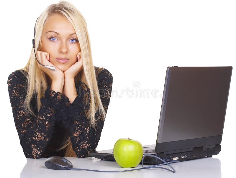 Girl the operator stock photo. Image of online, customer - 1692506