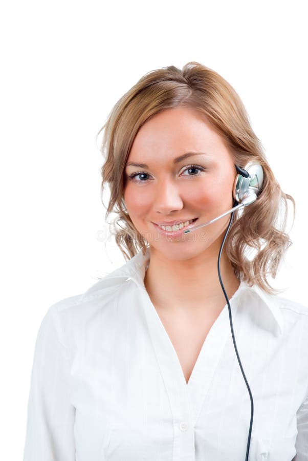 Girl operator .Isolated stock image. Image of friendly - 12429547