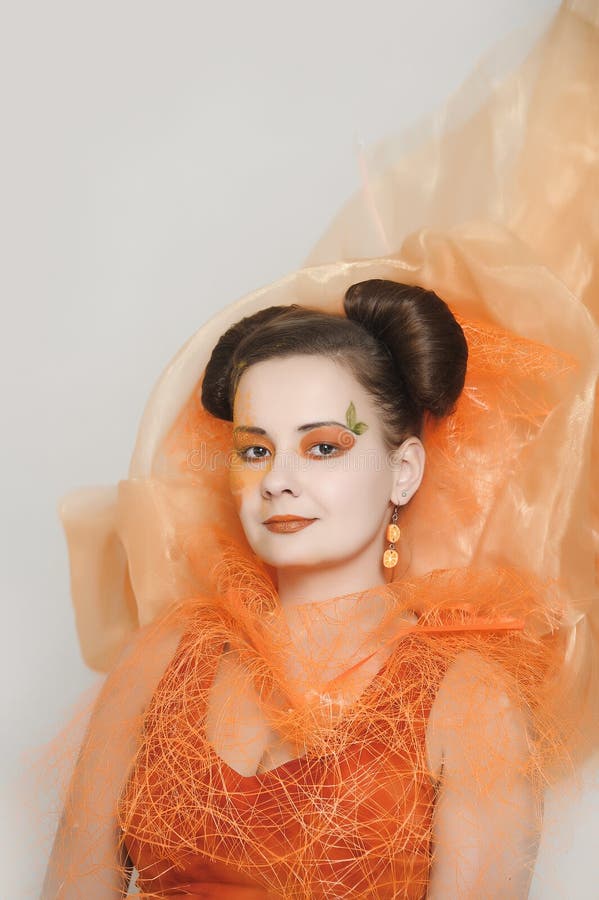 Girl in orange dress stock image. Image of girl, fresh - 24796851