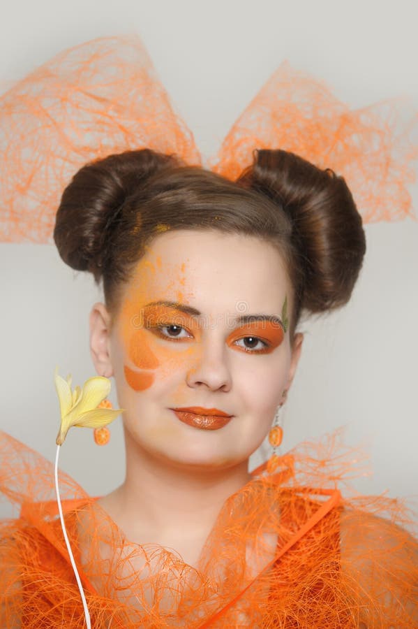 Girl with orange makeup stock image. Image of eyeshadow - 24796559