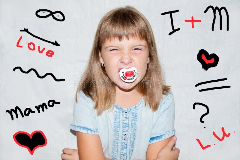 Girl with a pacifier stock image. Image of affection - 44929259