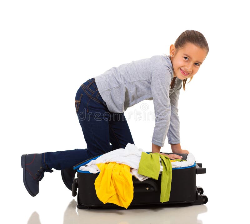 Girl packing suitcase stock image. Image of girl, casual - 43155829