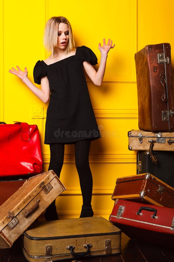 Girl Packs Suitcases Vacation Trip Stock Photos - Free & Royalty-Free ...