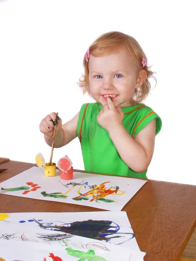 Girl with paint stock image. Image of concentration, paint - 7167269