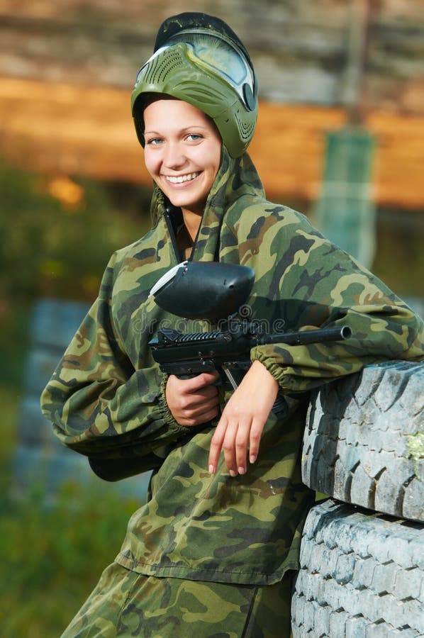 Girl paintball player stock image. Image of marker, paintball - 21833663