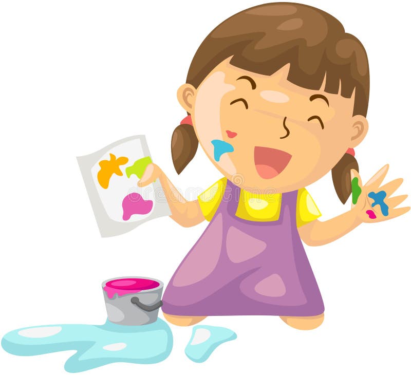 Girl painting stock vector. Illustration of looking, hand - 26327761