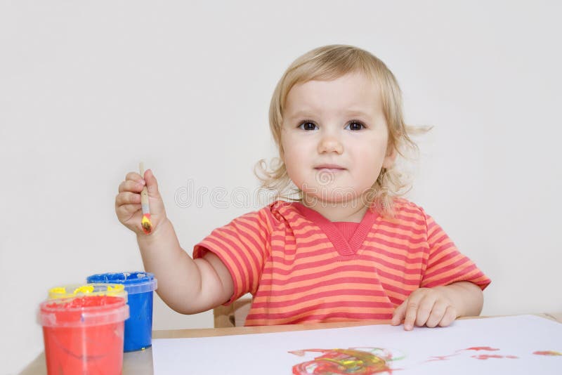 Beautiful Baby Girl Painting on Poster Board Stock Image - Image of ...