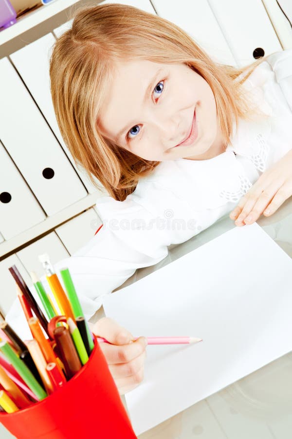 Girl painting picture stock photo. Image of learning - 18978400