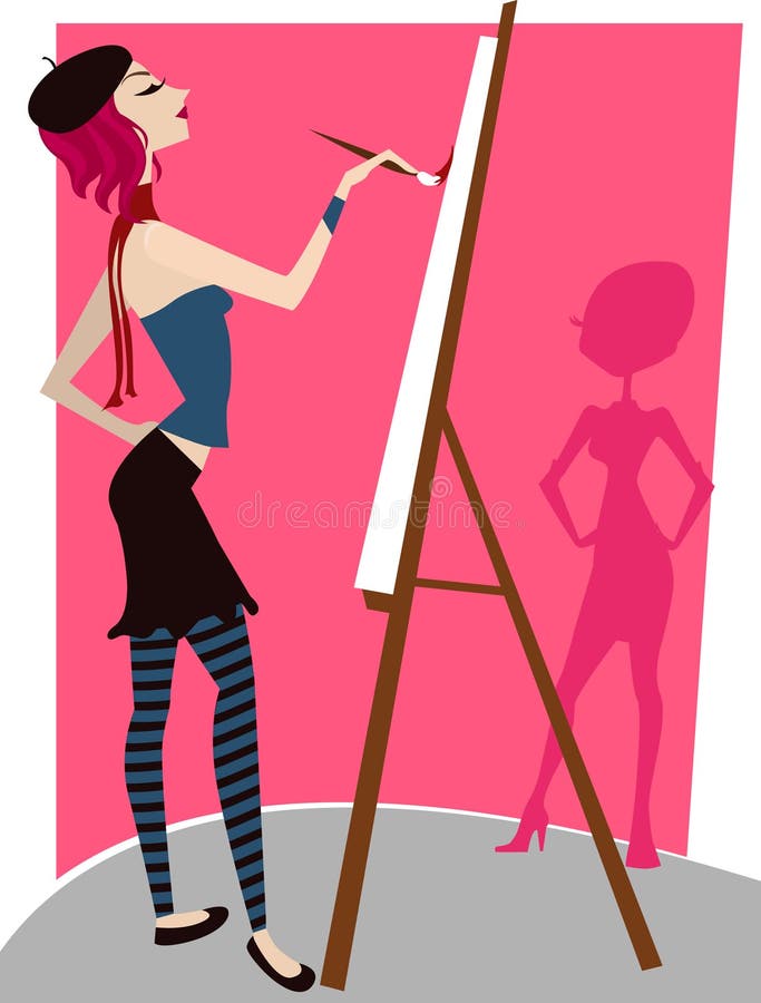 Girl painting vector stock vector. Illustration of fashion - 10998987