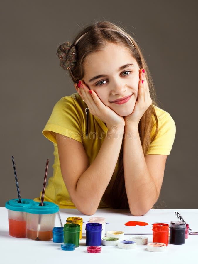 Girl paints stock image. Image of casual, love, paint - 30633445