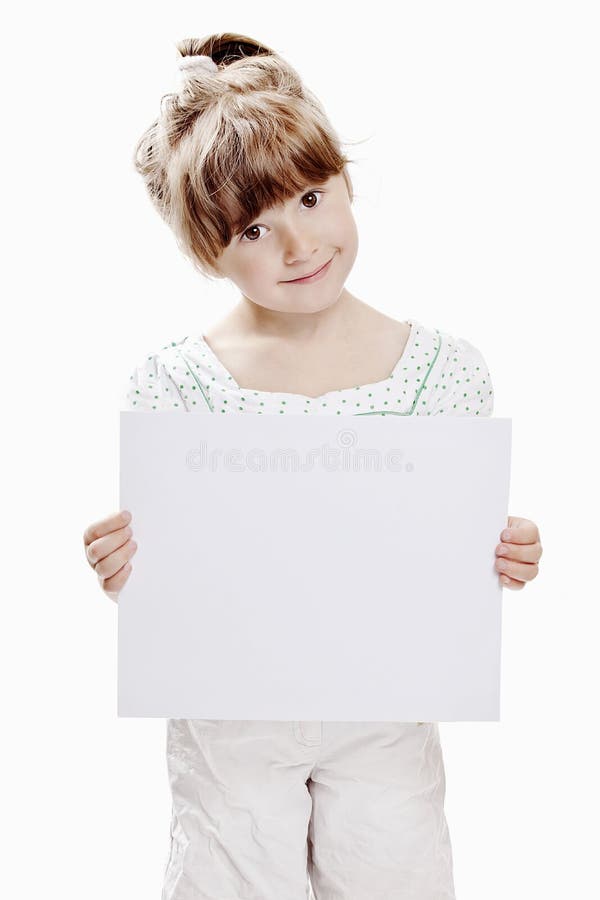 Girl with paper sheet stock photo. Image of empty, girl - 21254238
