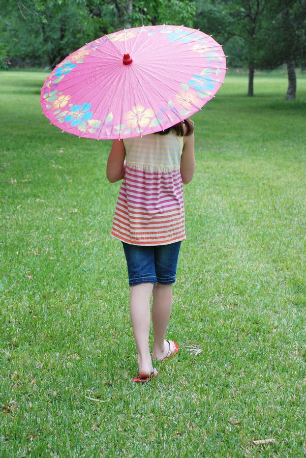 Girl with Parasol stock image. Image of lovely, stripes - 8918669