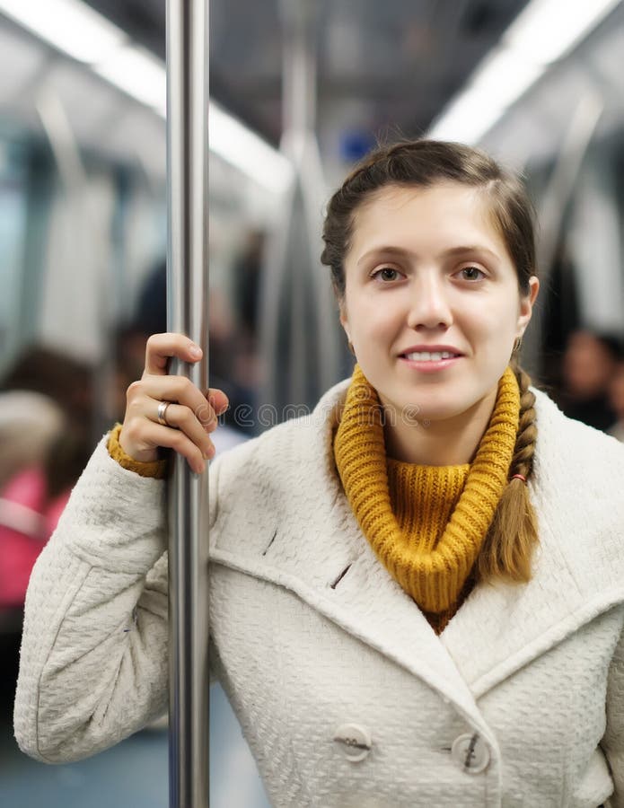 Girl Passanger Standing in Metro Stock Photo - Image of public ...