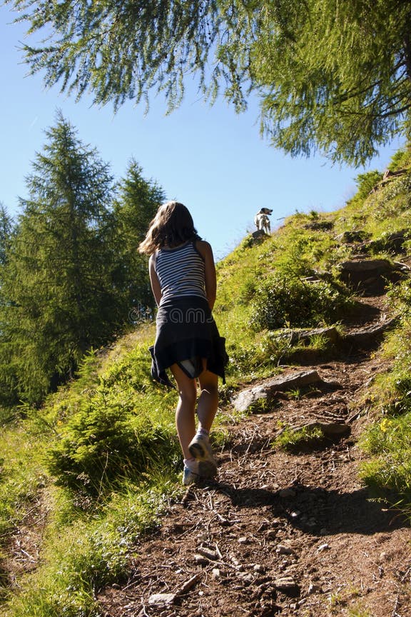 Girl on the path stock image. Image of forest, natural - 15243723