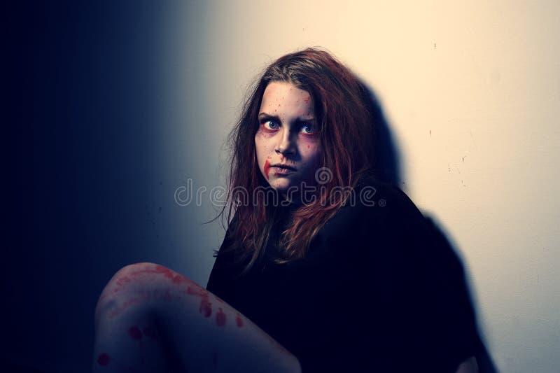 Girl Patient of Mental Home Stock Image - Image of frightened, haunted ...