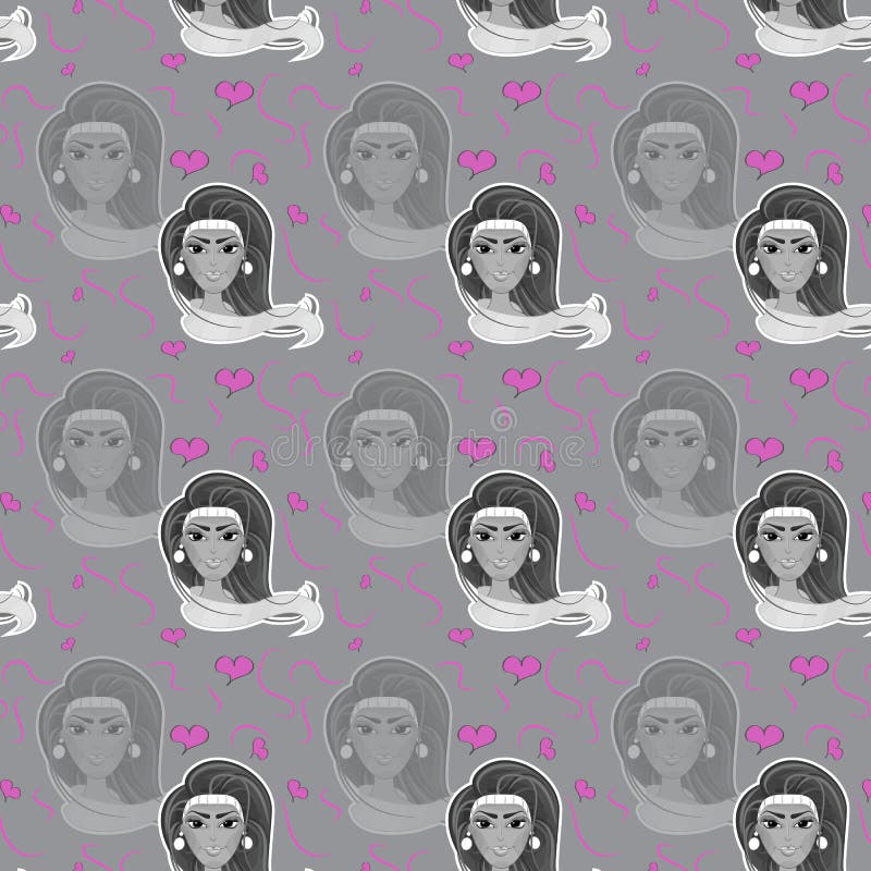 Girl pattern stock vector. Illustration of face, color - 26553359