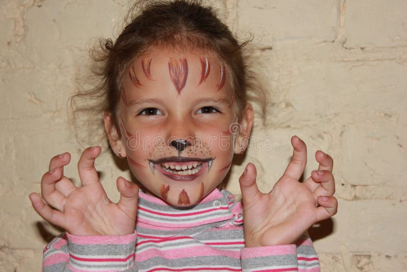 Girl with a Pattern on the Face Stock Image - Image of face, walk: 48411367