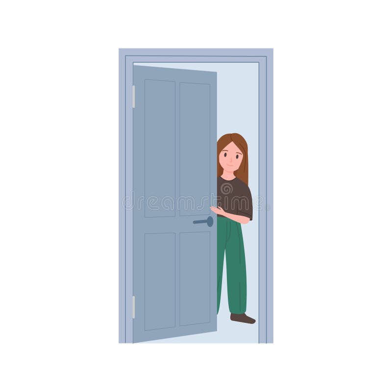 Girl Standing Doorway Stock Illustrations 264 Girl Standing Doorway