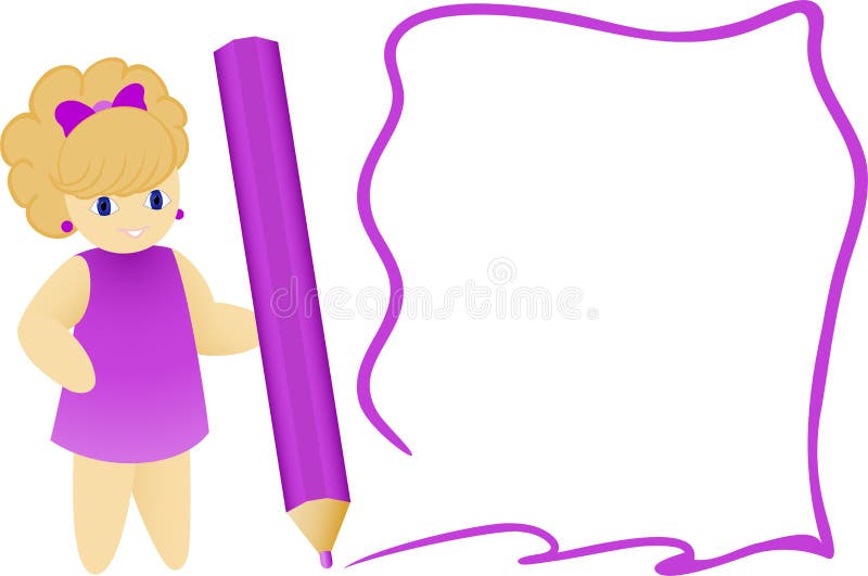 Girl with a pencil stock vector. Illustration of graphic - 18168191