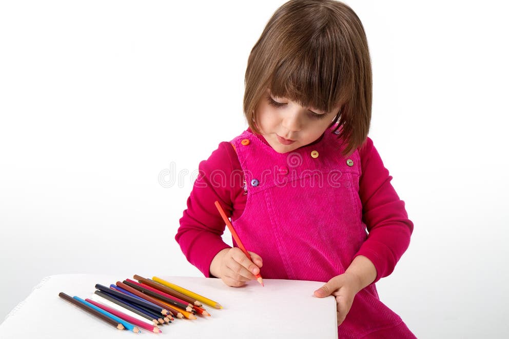 Girl with pencils stock photo. Image of cheerful, expression - 15301452