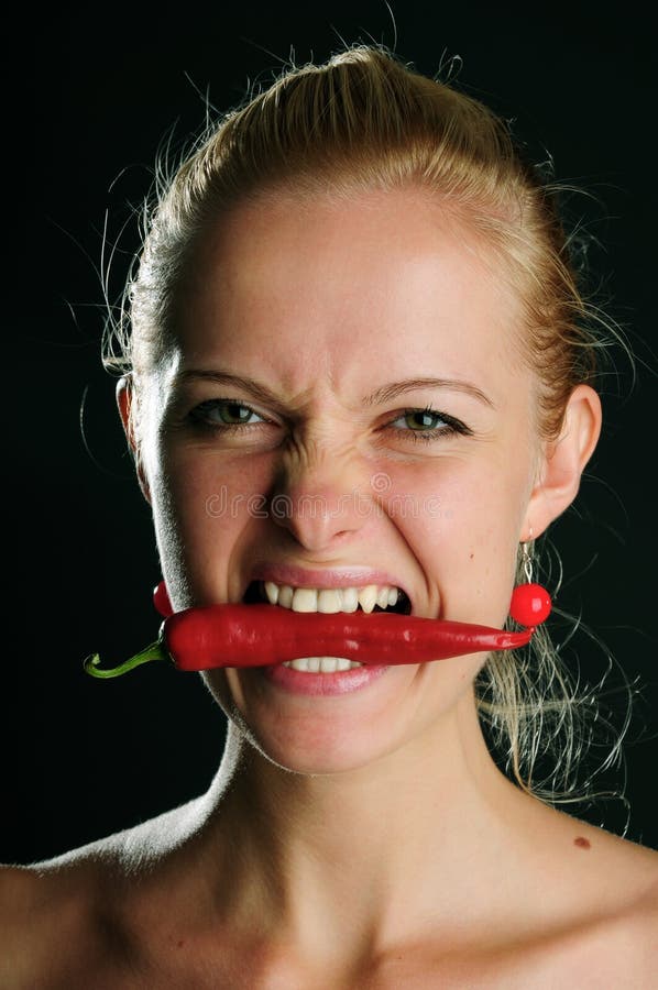 Girl with a pepper stock image. Image of adult, portrait - 11650369