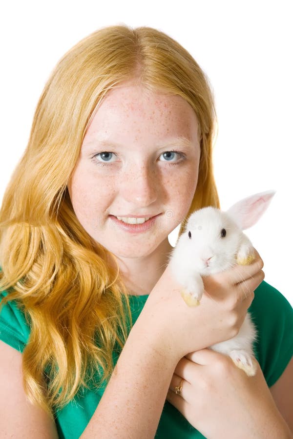 Girl with rabbit stock image. Image of charming, bunny - 16120729