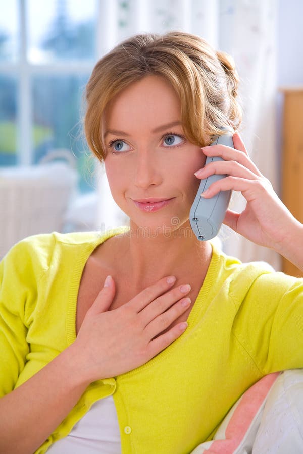 Girl on a phone stock image. Image of girl, cordless - 10979643