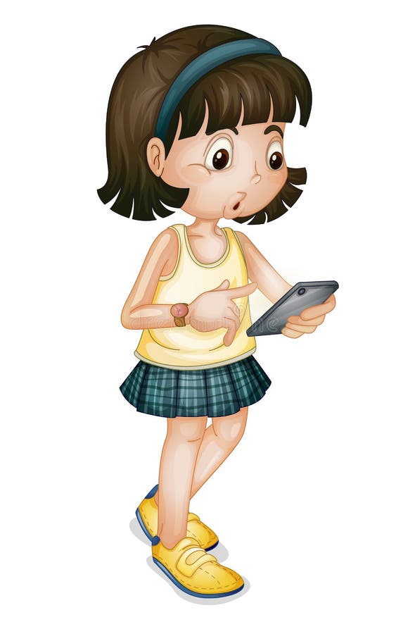Cartoon Girl Using Mobile Phone Stock Illustrations – 4,005 Cartoon ...