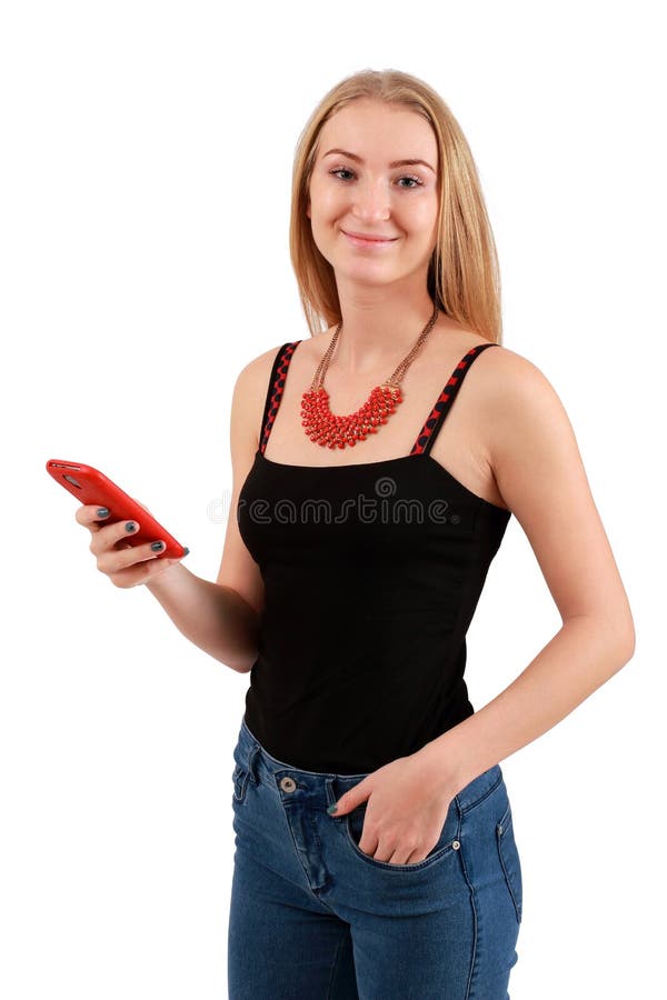 Girl with phone stock photo. Image of portrait, beautiful - 62977500