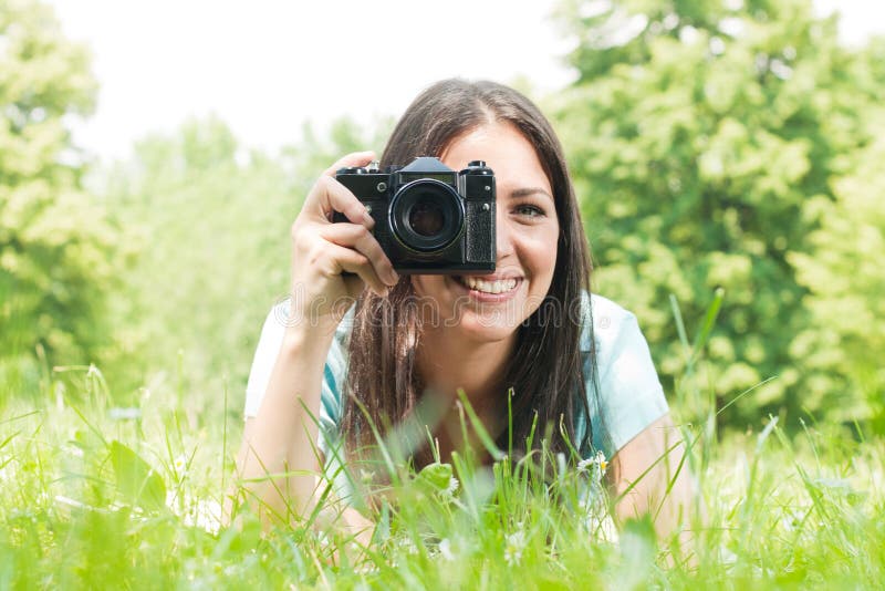 Girl photographer stock image. Image of media, photograph - 19769367