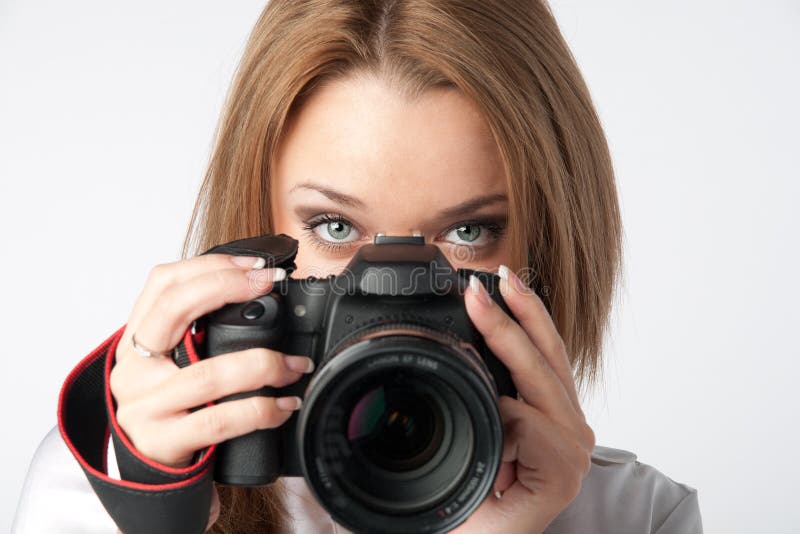 Girl-photographer stock image. Image of copy, posing - 22890797