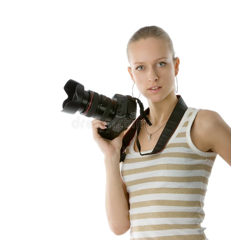 Girl photographer stock image. Image of camera, happiness - 2580241