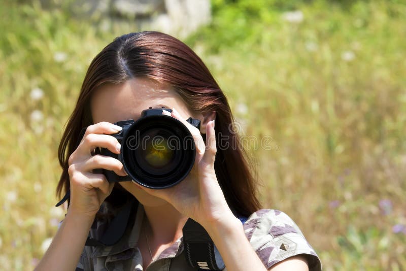 The girl the photographer stock photo. Image of nature - 2651656