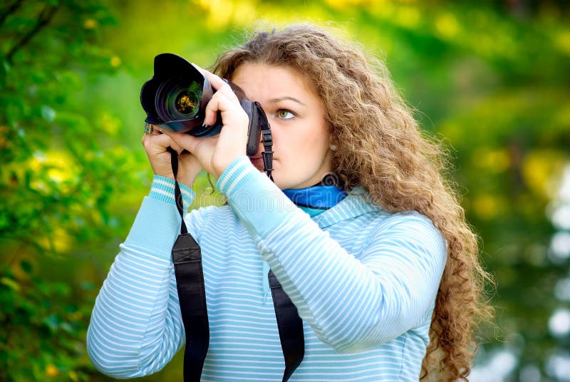 Girl-photographer stock image. Image of face, lifestyles - 8591637
