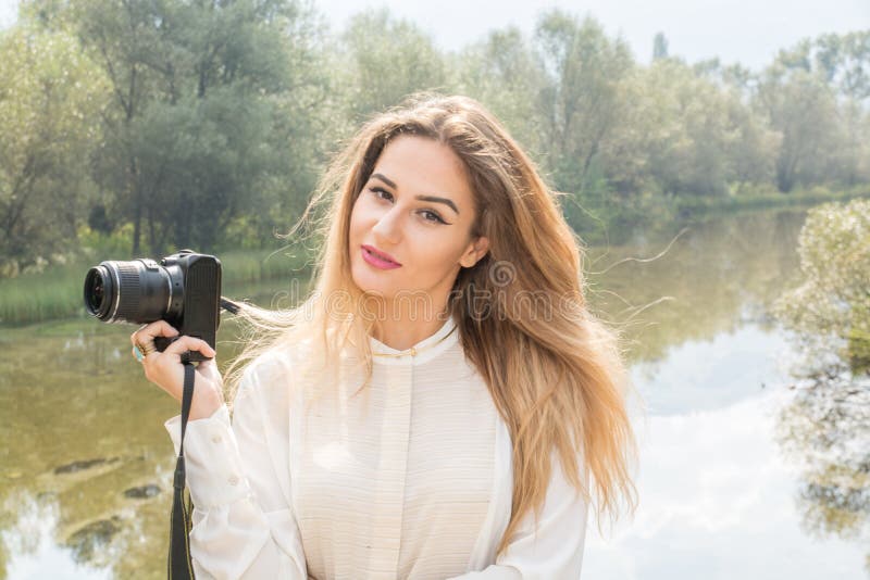 Girl photographer stock photo. Image of portrait, camera - 89901166