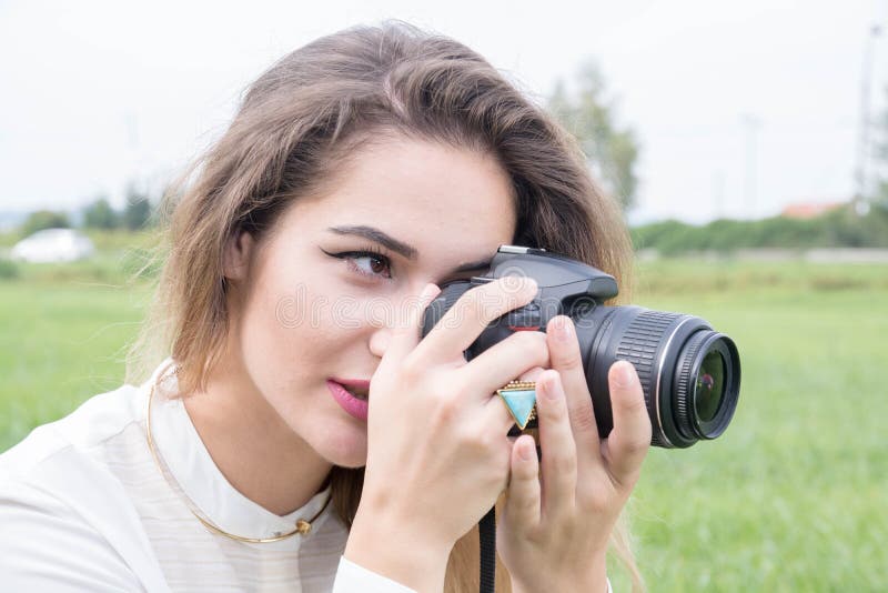 Girl photographer stock image. Image of blond, brown - 89901615