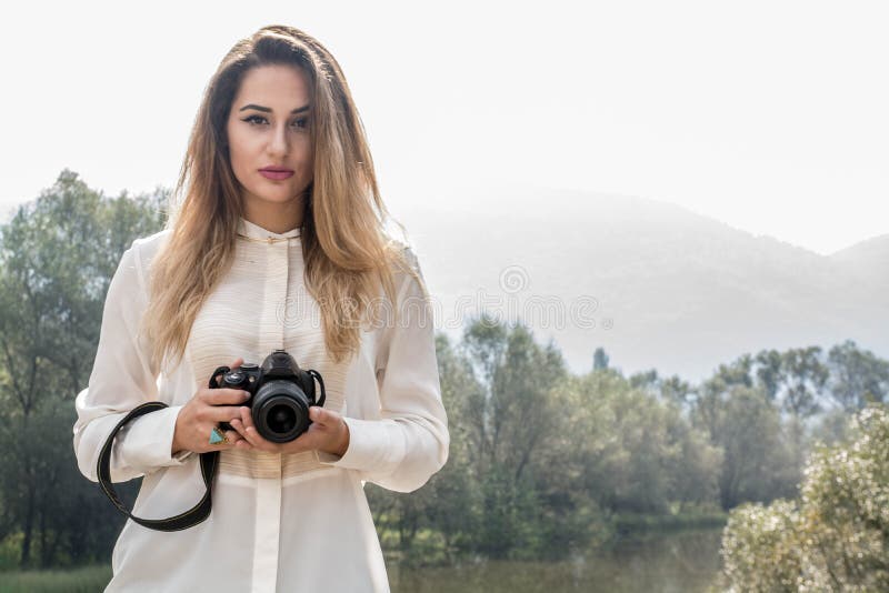 Girl photographer stock photo. Image of hair, blonde - 89901272