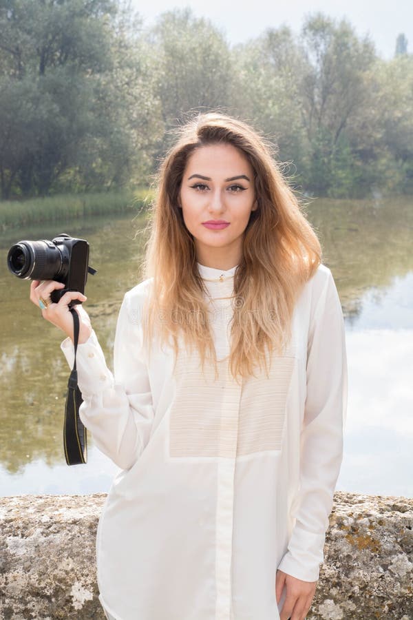 Girl photographer stock photo. Image of female, digital - 89901408