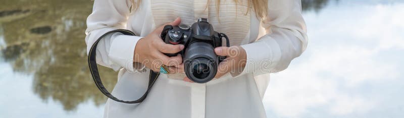 Girl photographer stock photo. Image of portrait, camera - 89901166