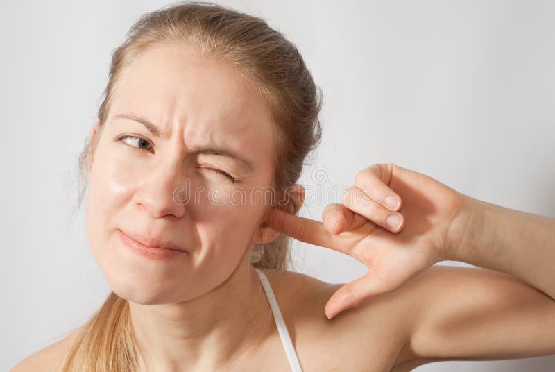 Girl picking her ear stock photo. Image of fresh, caucasian - 19078326