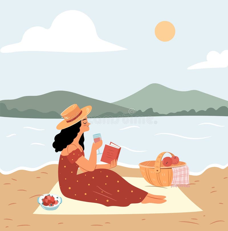 Beach Girl Reading Stock Illustrations – 428 Beach Girl Reading Stock ...
