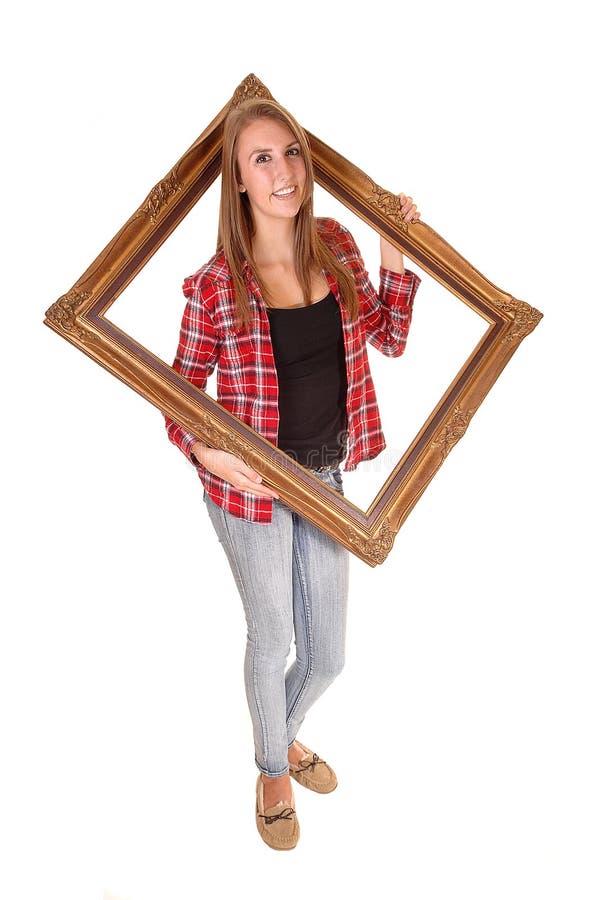 Girl in picture frame. stock photo. Image of isolated - 21482064