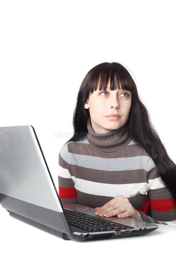 Girl stock photo. Image of beautiful, computer, girl - 37645442