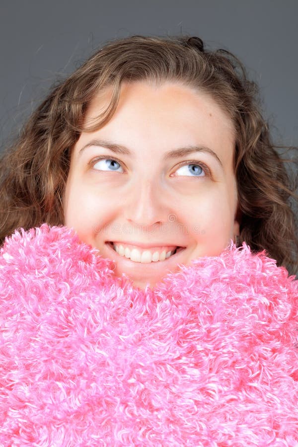 Girl with a pillow stock photo. Image of shape, teenager - 13870038