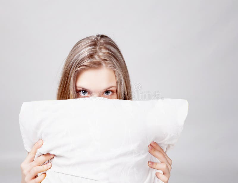 Girl and pillow stock image. Image of healthy, cute, lady - 24031673