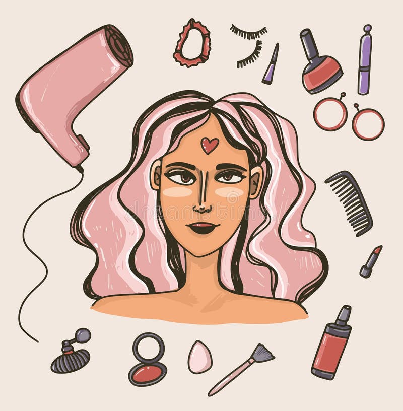 Girl With The Pink Hair And The Feminine Things Around Her Feminine