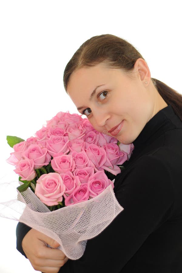 Girl and pink roses stock image. Image of freshness, beautiful - 18541269