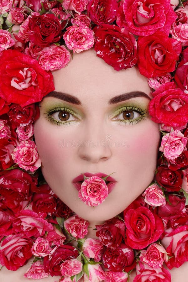 Girl on roses petals stock image. Image of girl, innocence - 11139687