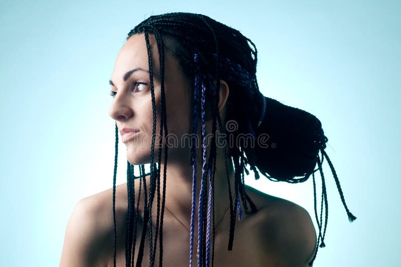 The girl with plaits stock photo. Image of attractive - 18949136